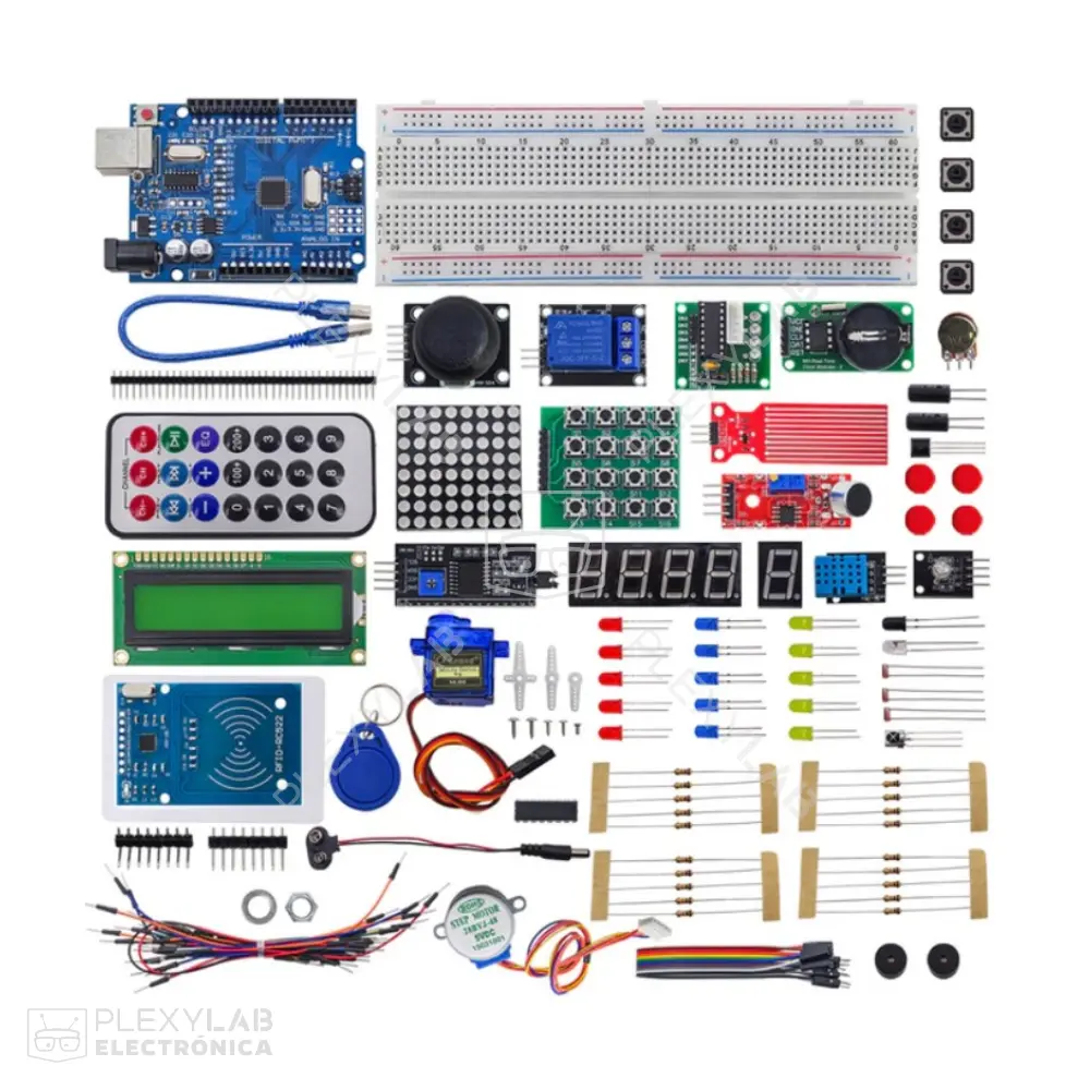 Kit completo para Arduino Uno con 77 elementos | PLEXYLAB